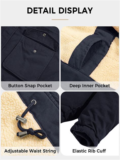 Soularge Womens Winter Plus Size Sherpa Lined Jacket With Detachable