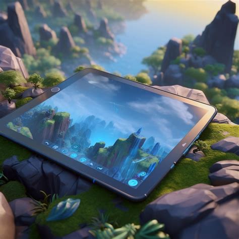 Premium AI Image Tablet Lying On Grass Generated By AI