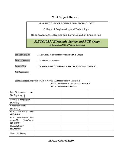 Mini Project Report Pdf Traffic Light Timer