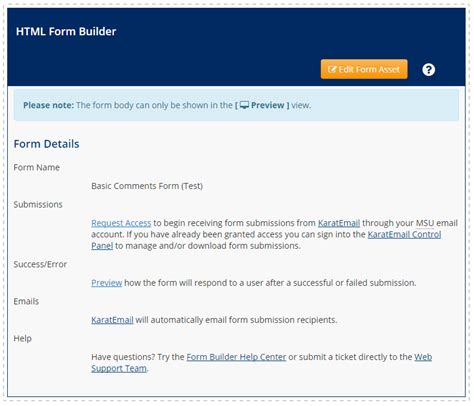 form dashboard in the cms web and digital help center