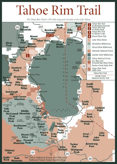 Sherpa Guides California Sierra Nevada Tahoe Rim Trail Map