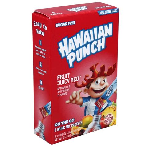 Hawaiian Punch Singles To Go Powder Sticks Water Drink Mix 8 Count