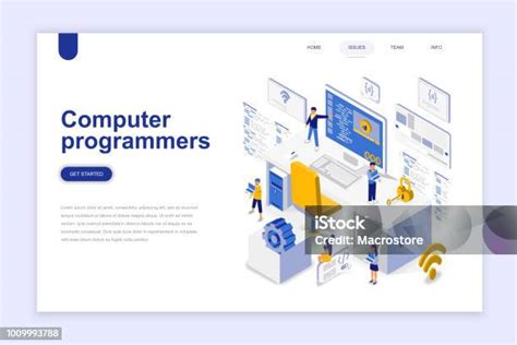 컴퓨터 프로그래머 현대적인 평면 디자인 아이소메트릭 개념입니다 3차원 형태에 대한 스톡 벡터 아트 및 기타 이미지 3차원