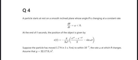 solved a particle starts at rest on a smooth inclined plane