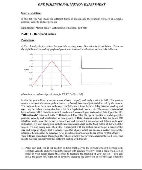 ONE DIMENSIONAL MOTION EXPERIMENT In This Lab You Chegg Com