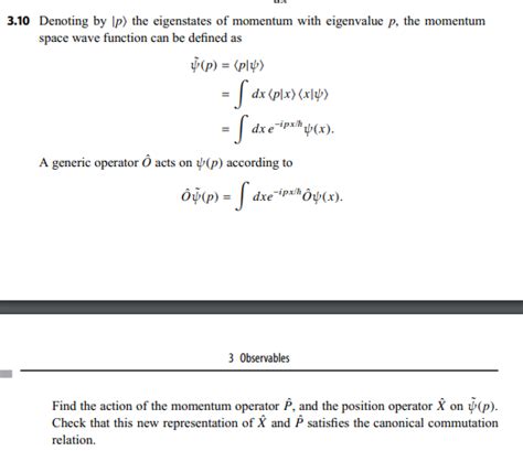 Solved 10 Denoting By ∣p The Eigenstates Of Momentum With