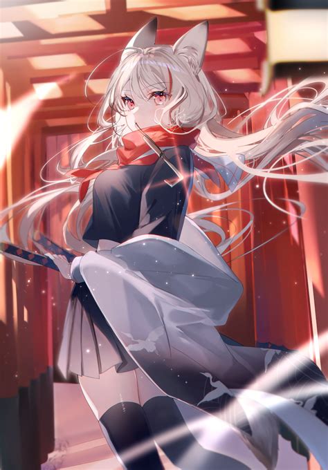Anime Fox Girl With White Hair