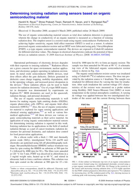 Pdf Determining Ionizing Radiation Using Sensors Based On Organic Semiconducting Material