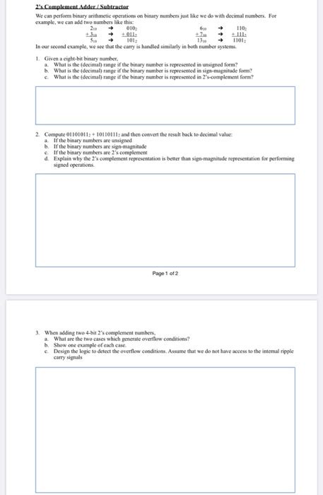 Solved S Complement Adder Subtractor We Can Perform Binary Chegg