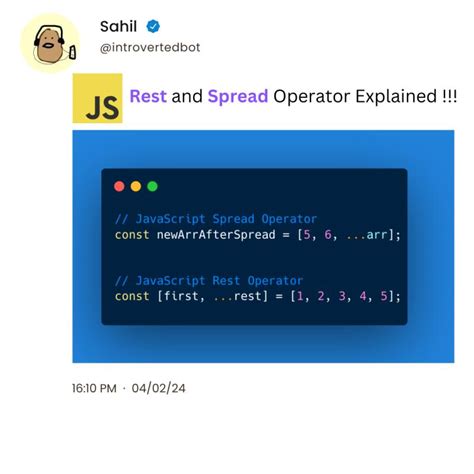 Rian Yulianto W On Linkedin Javascript Spread And Rest Operators Explained With Code Examples