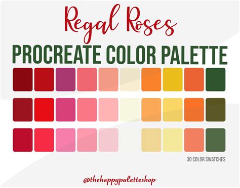 Rose Procreate Color Palette For Ipad Digital Art Elegant Procreate Color Palette Procreate