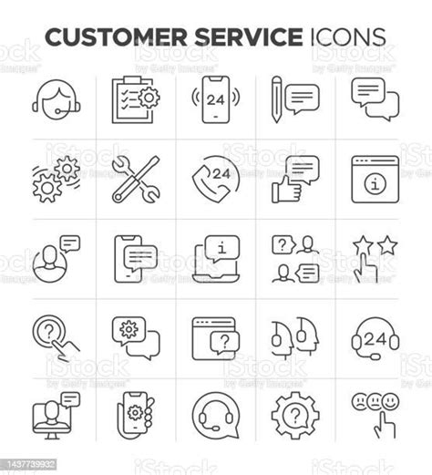 고객 서비스 아이콘 세트입니다 온라인 지원 개요 아이콘 모음입니다 도움말 Qick 응답 및 피드백 기호 아이콘에 대한 스톡 벡터 아트 및 기타 이미지 Istock