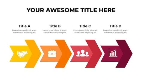 화살표 타임 라인 다이어그램 벡터 인포 그래픽 프리젠 테이션 슬라이드 템플릿 차트 4 단계 부품 프리미엄 벡터