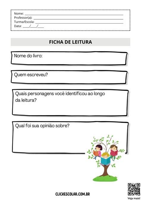 Ficha De Leitura Modelos Prontos E Sugest Es De Uso Click Escolar Em