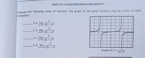Solved Limit Of A Function Involving Infinity Value Of Chegg Com