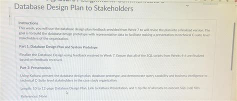 Solved Database Design Plan To Stakeholdersinstructionsthis