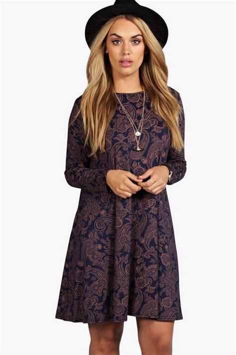 Plus Bella Long Sleeve Swing Dress Boohoo