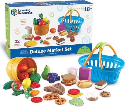 Learning Resources New Sprouts Deluxe Market Set Play Food Grocery Play Toy 32 Piece Set