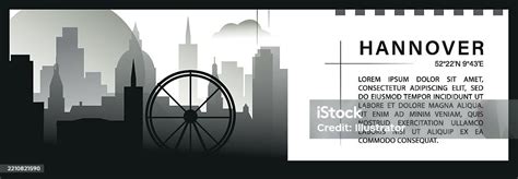 하노버 스카이 라인 벡터 배너 흑인과 백인 미니멀 도시 풍경 실루엣 독일 도시 수평 그래픽 여행 인포 그래픽 웹 사이트를위한 단색 레이아웃 0명에 대한 스톡 벡터 아트 및