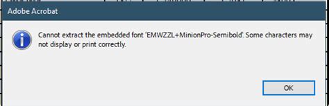 cannot extract the embedded font when opening pdf adobe product