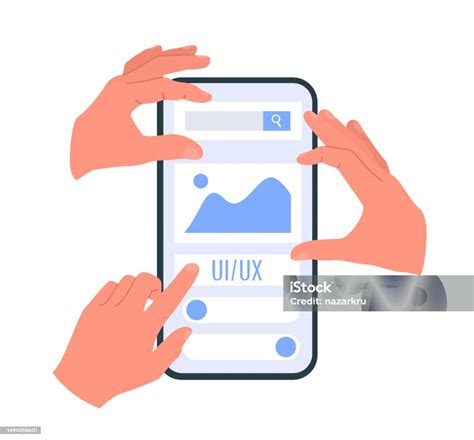 Human Hands Working On Layout Mobile Application Ui Ux Design Vector