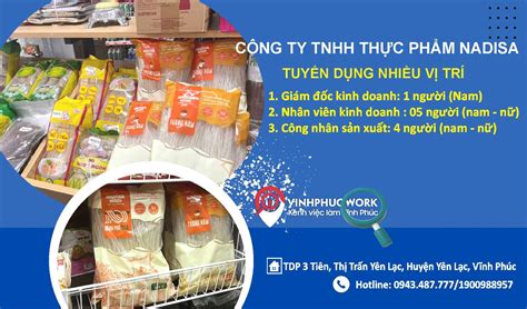 Mới đi vào hoạt động Công Ty TNHH Thực Phẩm Nadisa Tuyển dụng nhiều vị trí Việc làm Vĩnh Phúc