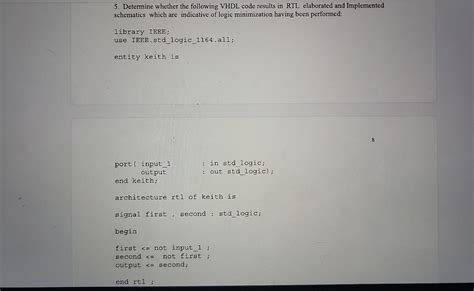 Solved 5 Determine Whether The Following Vhdl Code Results