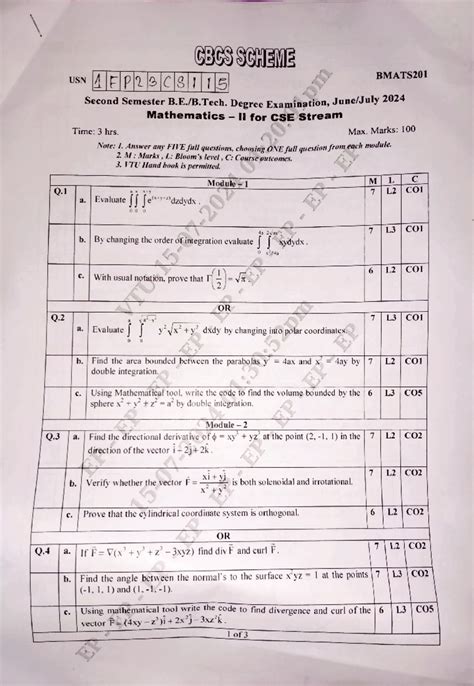 Mathematics Ii For Cse Stream Work With It It Will Be Helpful