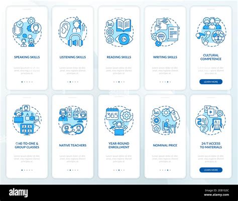 Language Learning Onboarding Mobile App Page Screen With Concepts Set Stock Vector Image And Art