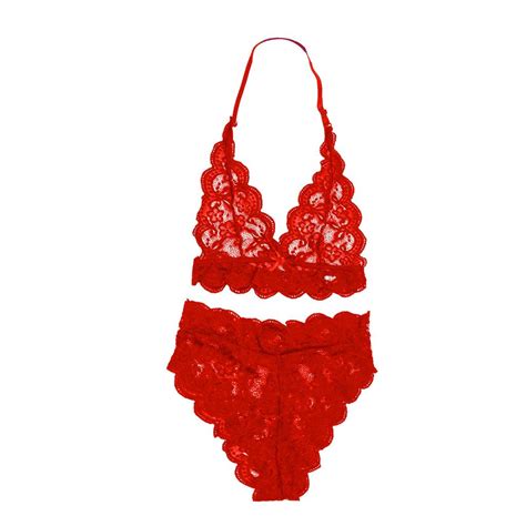 Buy Sexy Lingerie Set Women High Waist Bra And Panty Set Lace 2 Piece Lingerie Set No Wire At