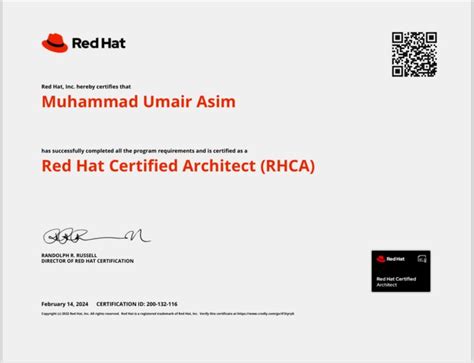 Muhammad Umair Asim On Linkedin Finally Received Red Hat Architect Certification Alhamdulillah