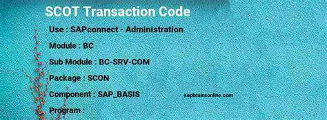 Scot Sap Tcode For Sapconnect Administration