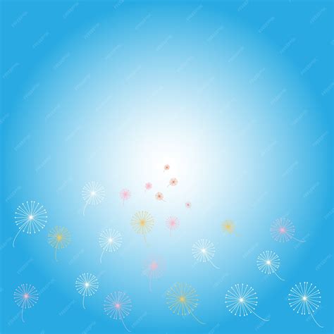 부드러운 파란색 배경에 민들레입니다 프리미엄 벡터