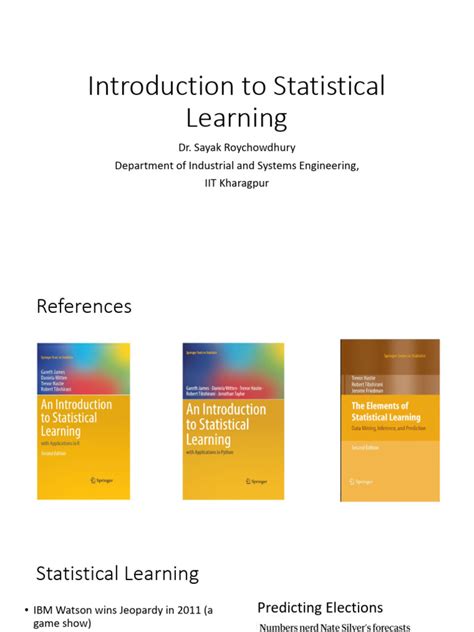 Lec 01 Introduction To Statistical Learning Pdf Statistical Classification Machine Learning