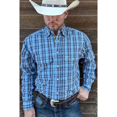 Drover Mens Signature Series Classic Fit The Stockade Snap Shirt Bl