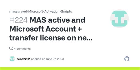 MAS Active And Microsoft Account Transfer License On New Device Issue 224 Massgravel
