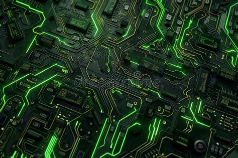 Close Up Macro Shot Of Printed Circuit Board With Computer Motherboard