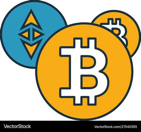 Cryptocurrency Icon Set Four Elements In Different