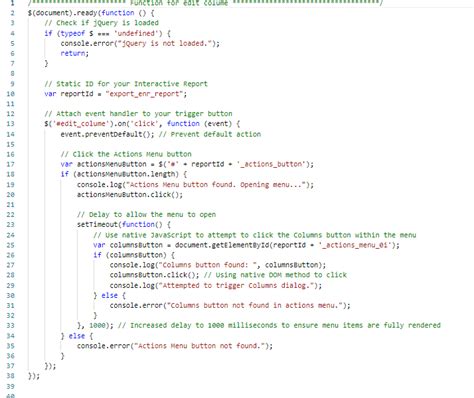 Issue With Triggering Visibility Of Columns Dialog In Oracle Apex Interactive Report Oracle