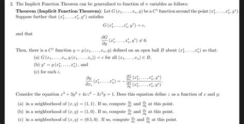 Solved The Implicit Function Theorem Can Be Generalized To