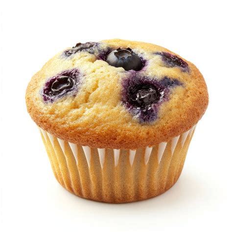 A Close Up Of A Single Perfect Blueberry Muffin Its Top Golden Brown