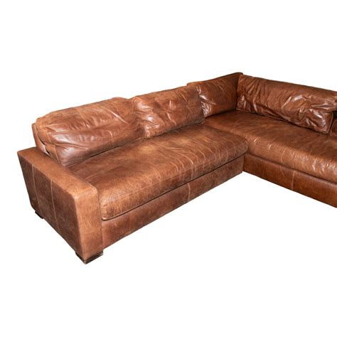 Restoration Hardware Brown Leather Sectional Grandview Mercantile