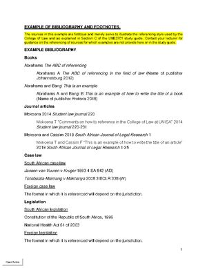 Solved Unisa College Of Law Uses The Following Referencing Style A Legal Research