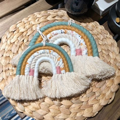 Badu Bg Скандинавски стил Ръчно изтъкан гоблен с дъга Детска стая Домакински декорации за стена