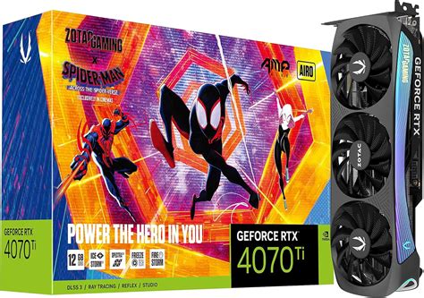 Zotac Gaming Geforce Rtx 4070 Ti Amp Airo Spider Man Across The Spider Verse Inspired Graphics