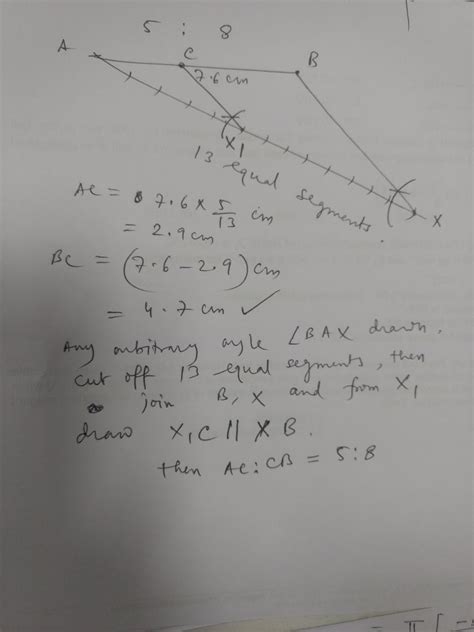 Draw A Line Segment Of Length Cm And Divide It In The Ratio Measure The Two Parts