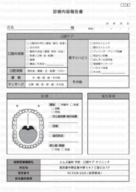 診療内容報告書dental Document