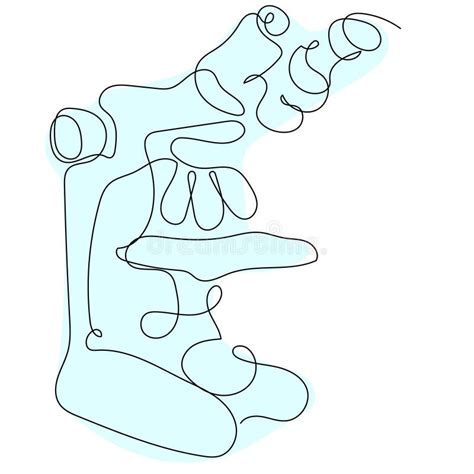Abstract Line Drawing Of A Microscope With Intricate Details And Fluid
