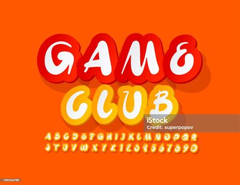 벡터 밝은 기호 게임 클럽 스티커 필기 알파벳 문자 및 숫자 Brand Name Video Game에 대한 스톡 벡터 아트 및 기타 이미지 Brand Name Video