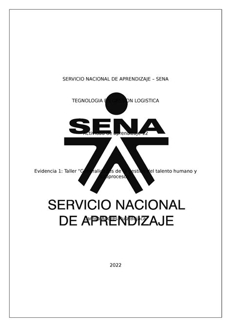 Evidencia 1 Taller Generalidades De La Gestión Del Talento Humano Y